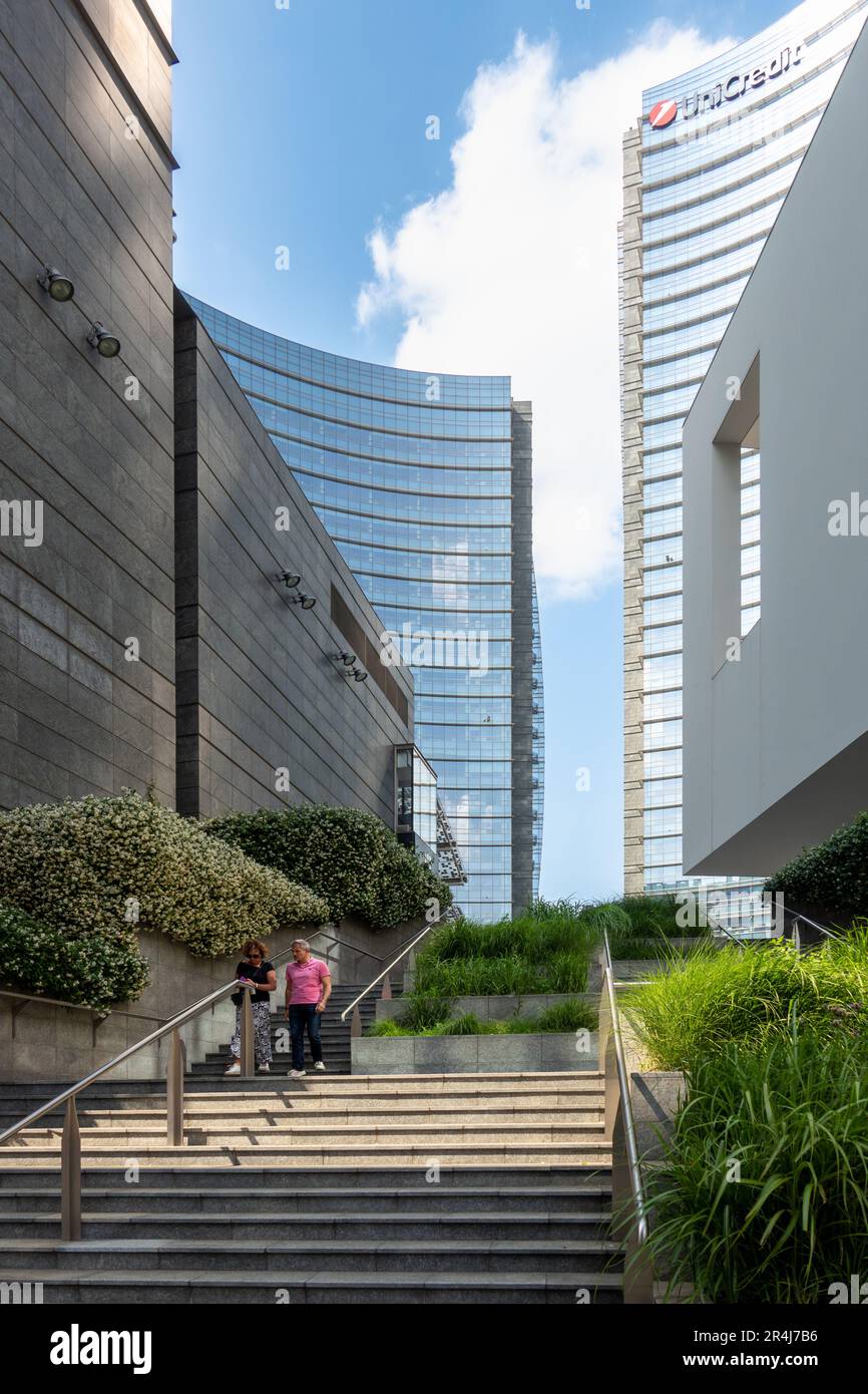 Milan, modern minimal architecture, glass skyscraper buildings ...
