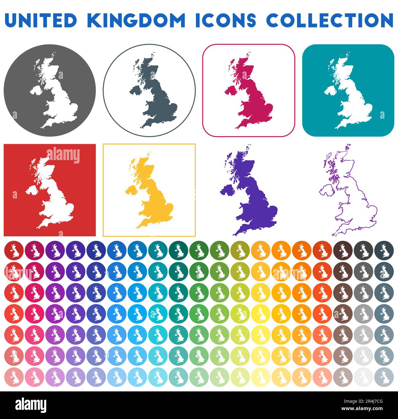 United Kingdom icons collection. Bright colorful trendy map icons ...