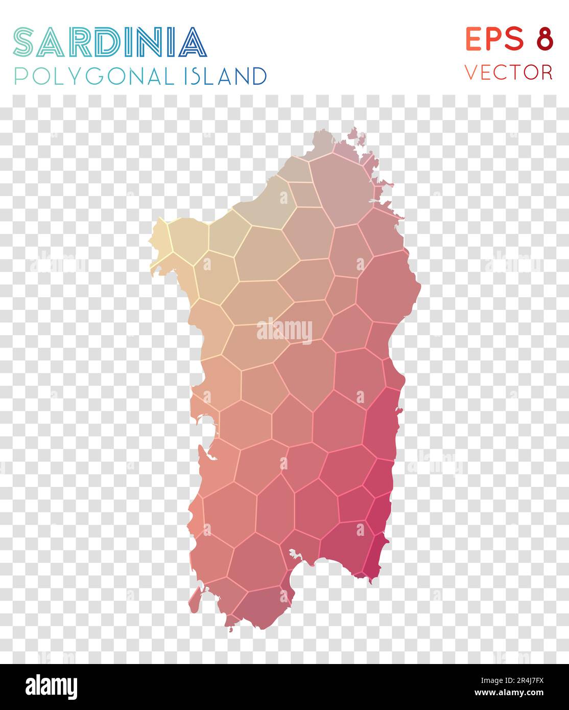 Sardinia polygonal map, mosaic style island. Memorable low poly style ...