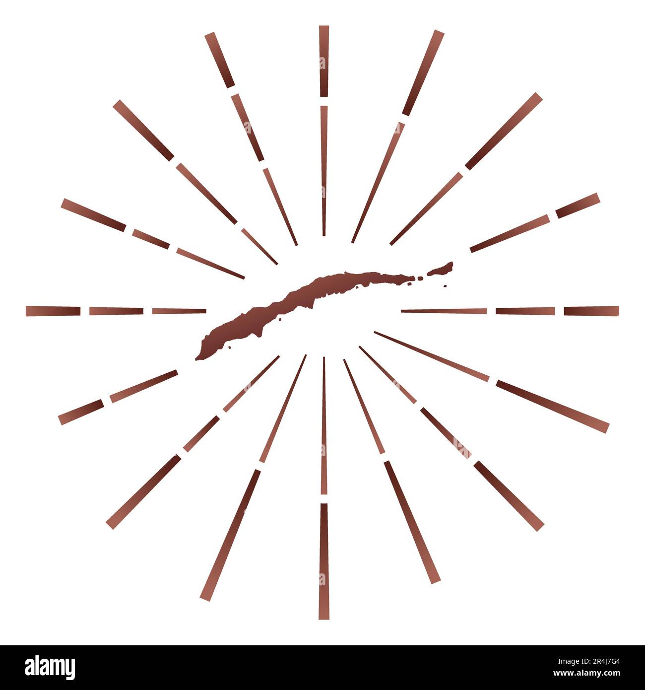 Roatan gradiented sunburst. Map of the island with colorful star rays ...