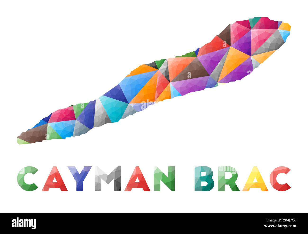 Cayman Brac - colorful low poly island shape. Multicolor geometric ...