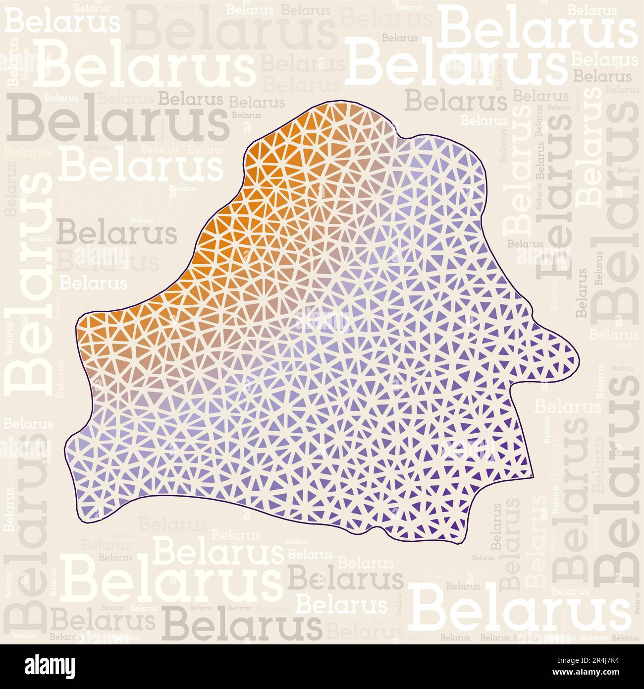Belarus map design. Country names in different languages and map shape ...