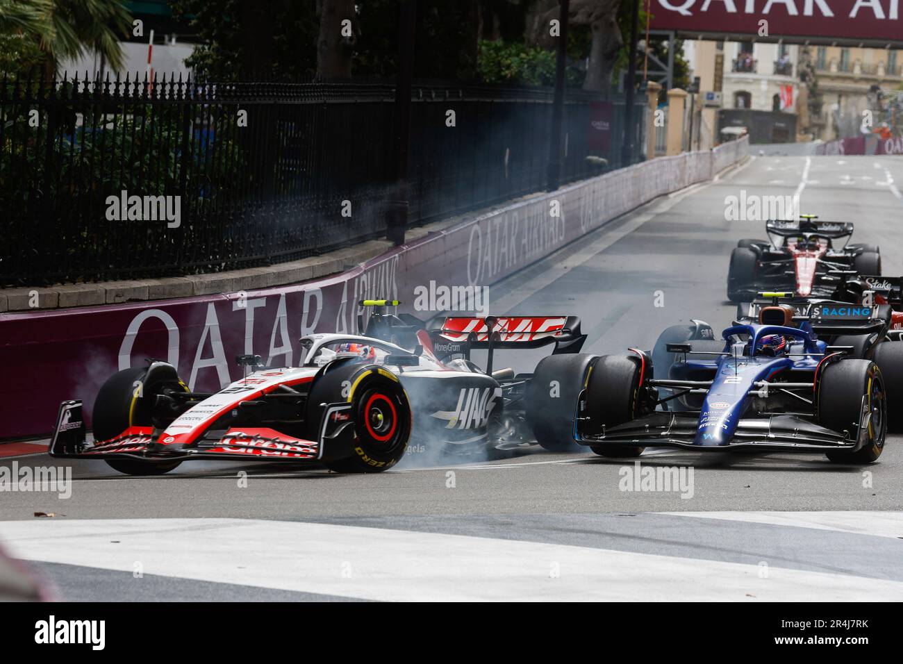Monte-Carlo, Monaco. 28th May, 2023. #27 Nico Hulkenberg (DEU, MoneyGram Haas F1 Team), #2 Logan ...