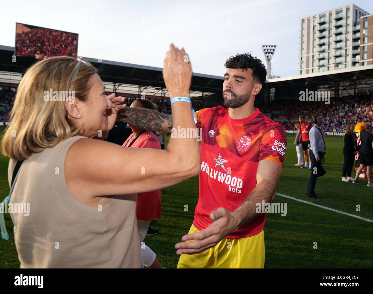Brentford goalkeeper David Raya during a lap of honour following the Premier League match at the ...