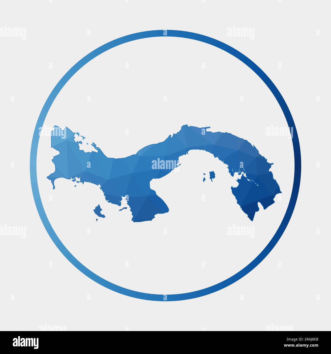 Panama icon. Polygonal map of the country in gradient ring. Round low ...