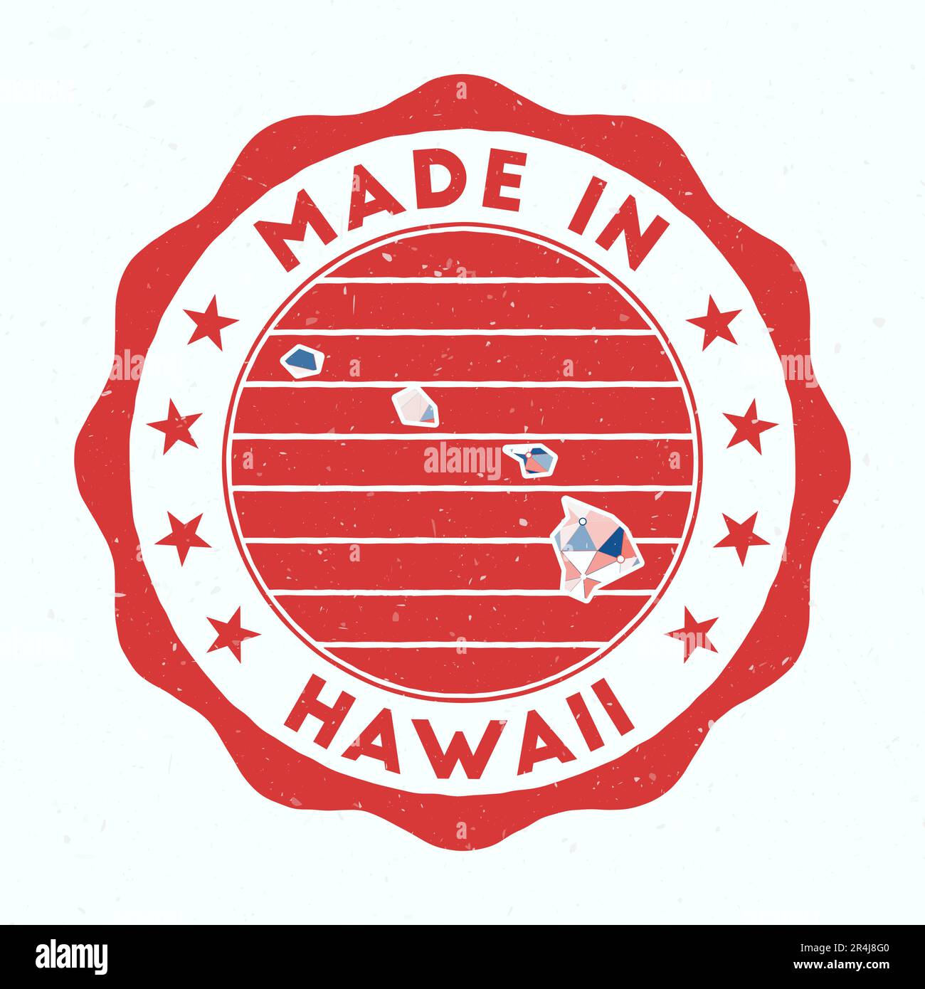 Made In Hawaii. US state round stamp. Seal of Hawaii with border shape ...