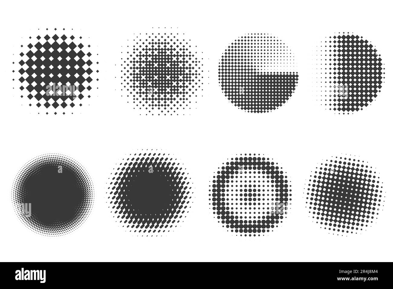 Circle Dots With Halftone Pattern Round Gradient Background Elements With Gradation Points