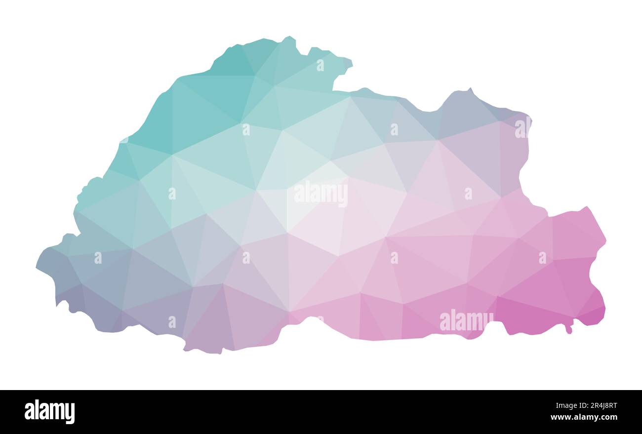 Polygonal map of Bhutan. Geometric illustration of the country in ...