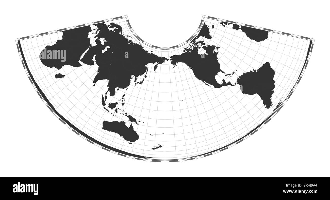 Vector world map. Albers conic equal-area projection. Plain world ...