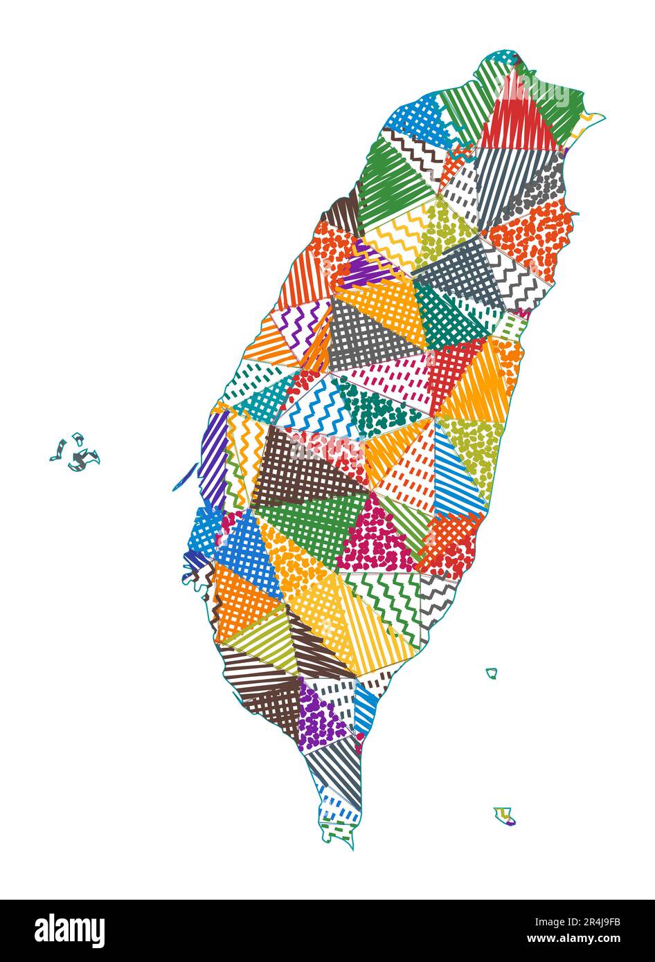 Kid style map of Taiwan. Hand drawn polygons in the shape of Taiwan ...