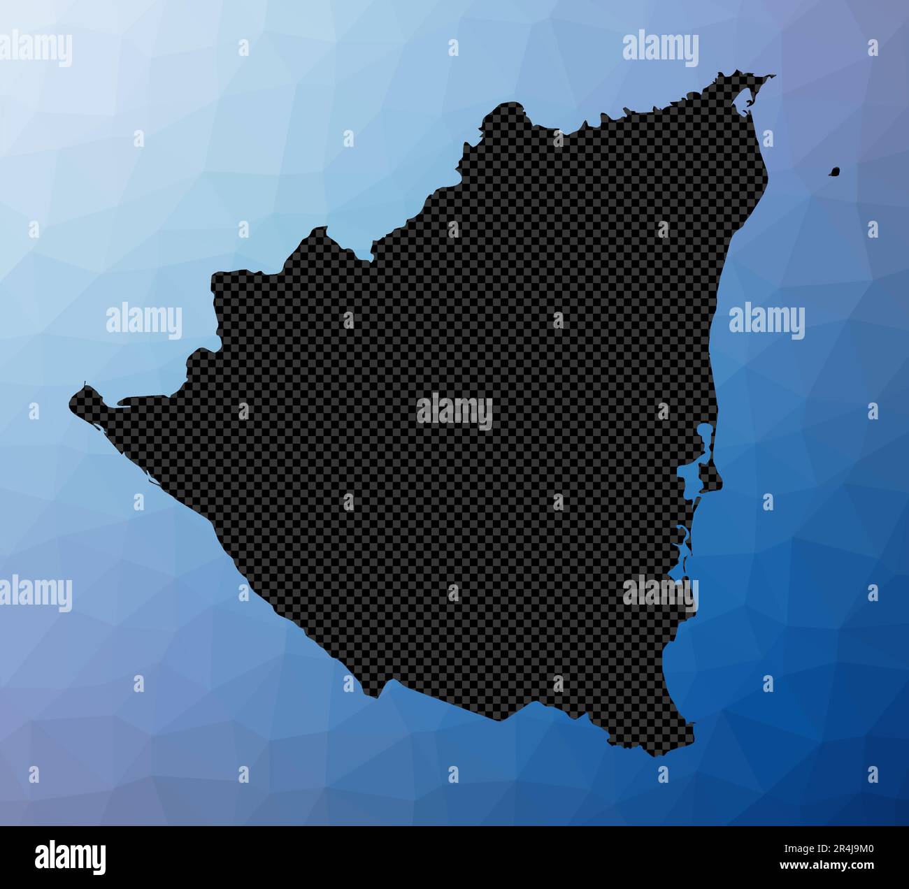Nicaragua Blue Low Poly Map With Capital Managua, Versions With ...