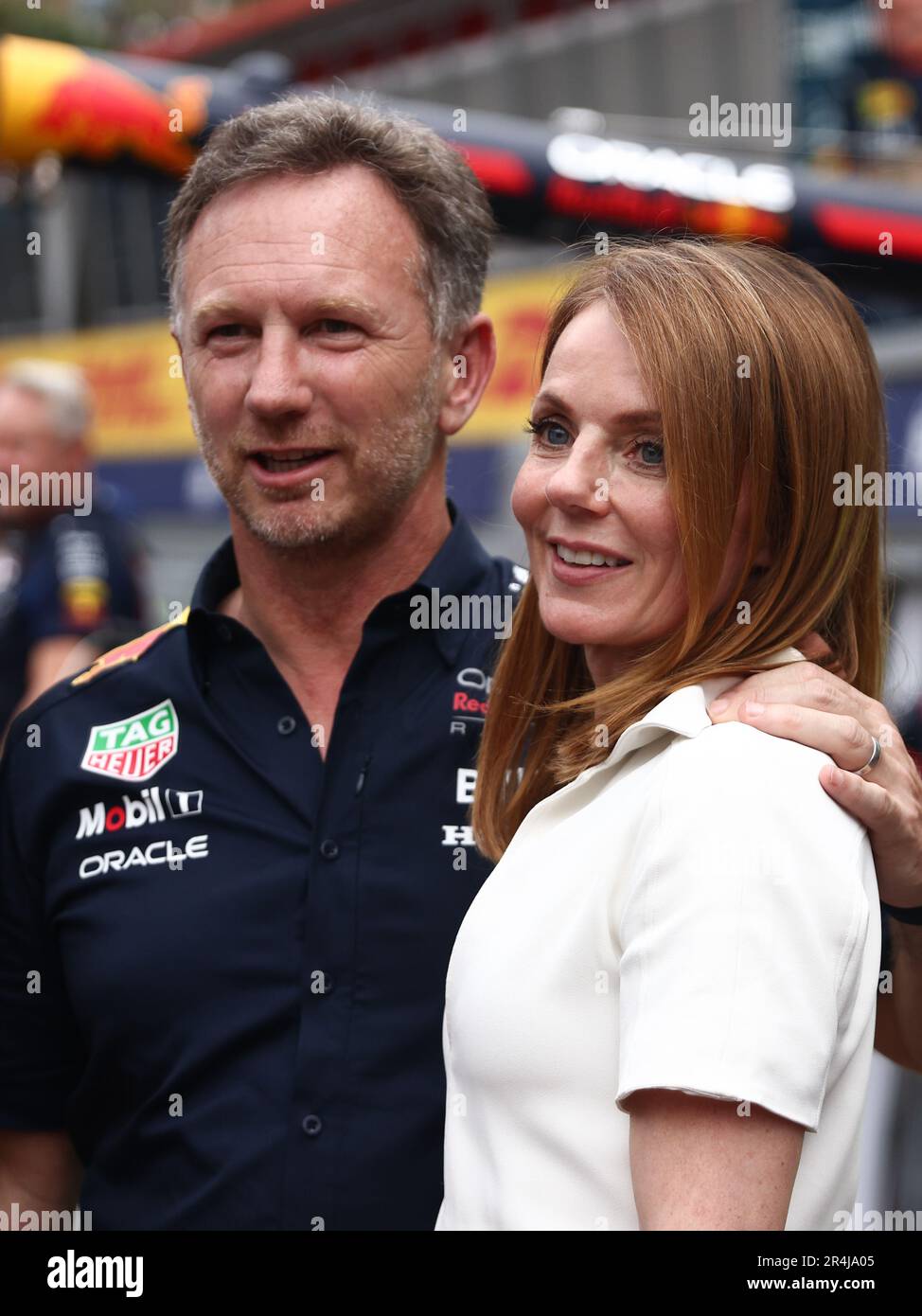 Monte Carlo, Monaco. 28th May, 2023. Christian Horner of Red Bull Racing and his wife Geri ...