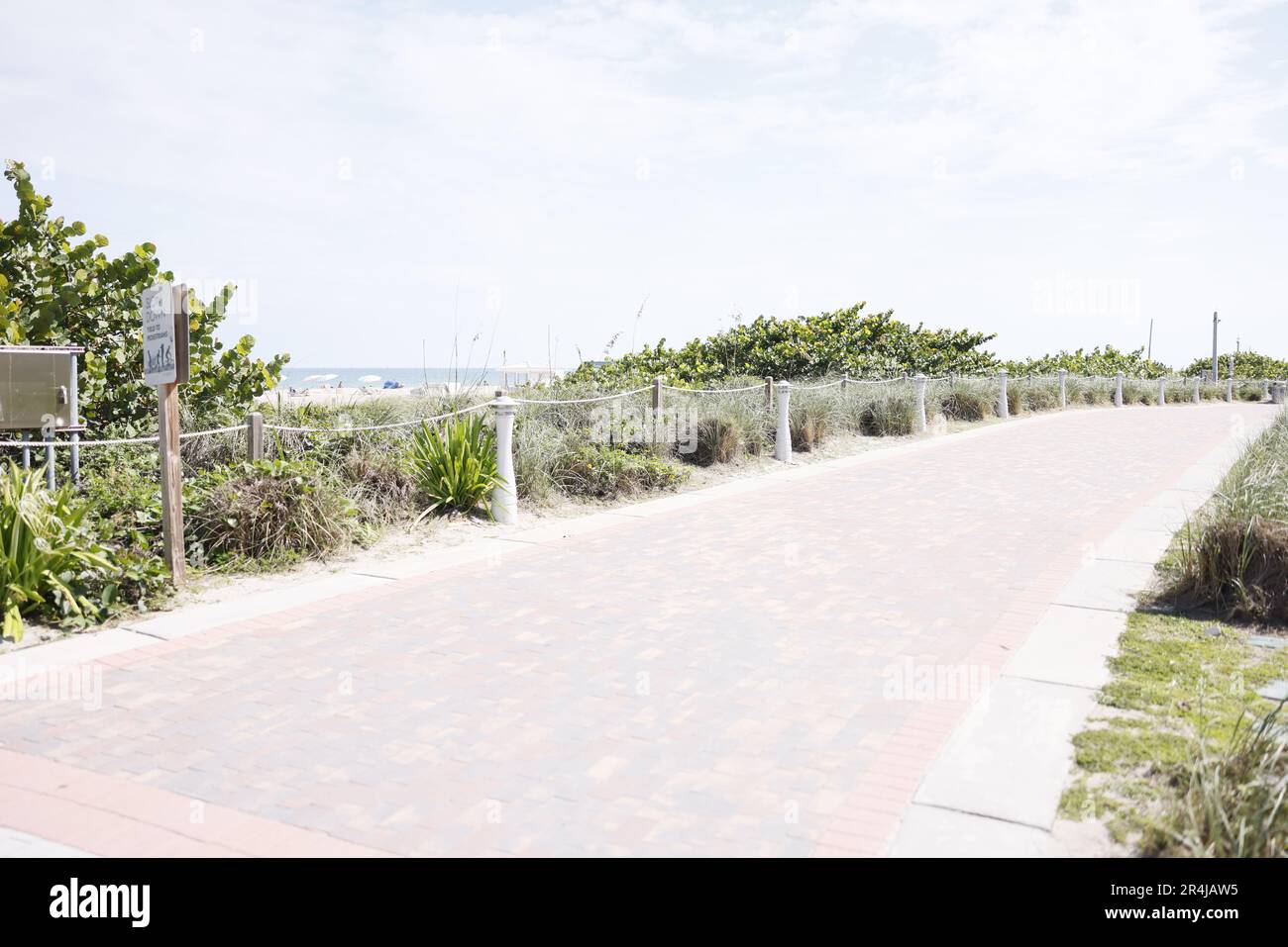 Beautiful newly built boardwalk in Miami Beach along the east side of ...