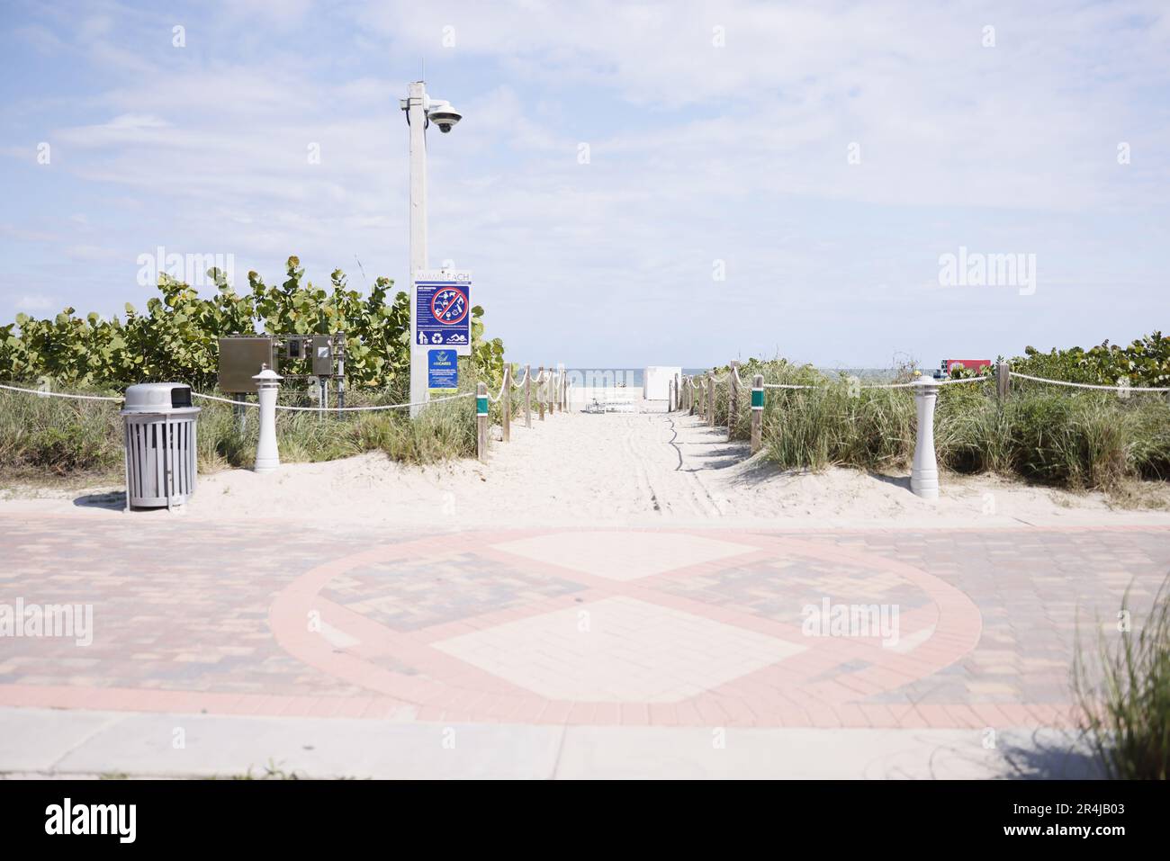 Beautiful newly built boardwalk in Miami Beach along the east side of ...