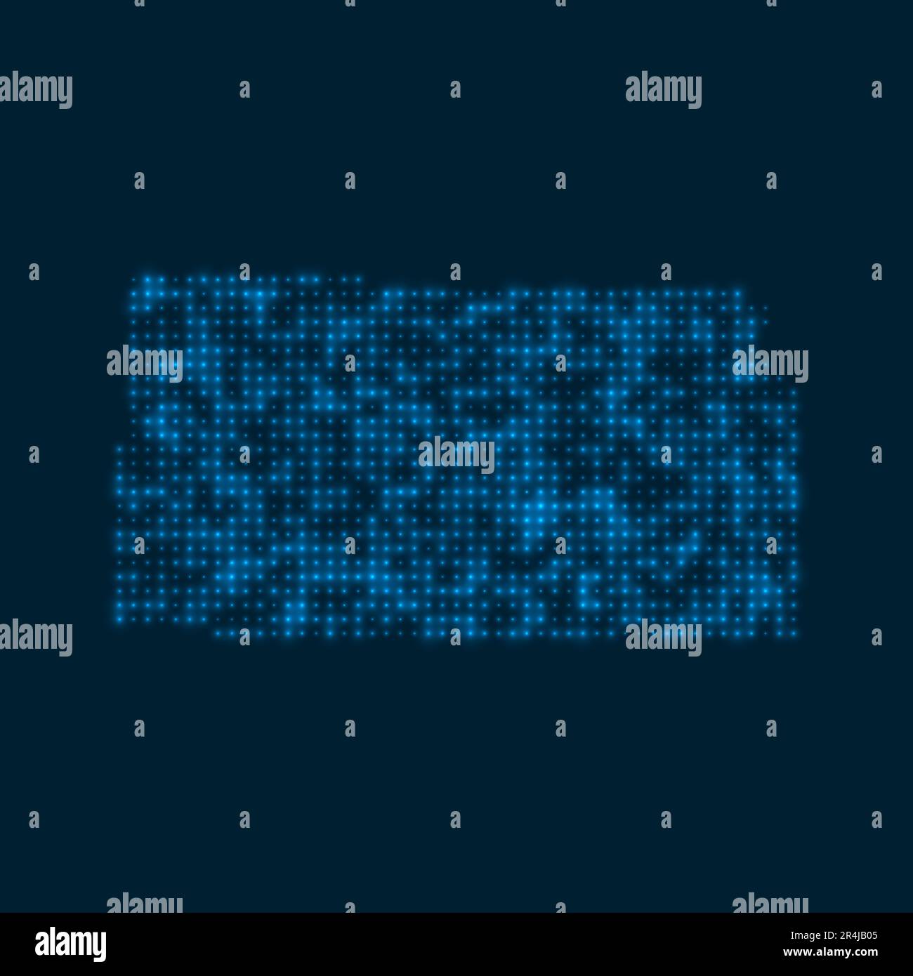 Kansas dotted glowing map. Shape of the US state with blue bright bulbs ...