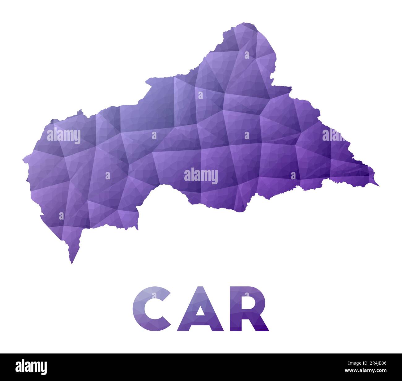Map of CAR. Low poly illustration of the country. Purple geometric design. Polygonal vector ...