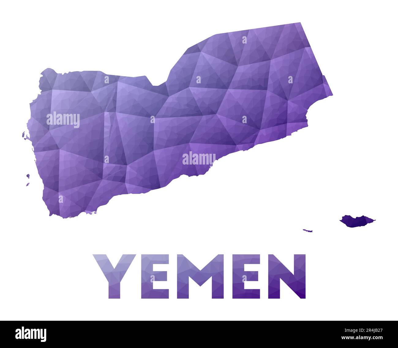 Map of Yemen. Low poly illustration of the country. Purple geometric design. Polygonal vector ...