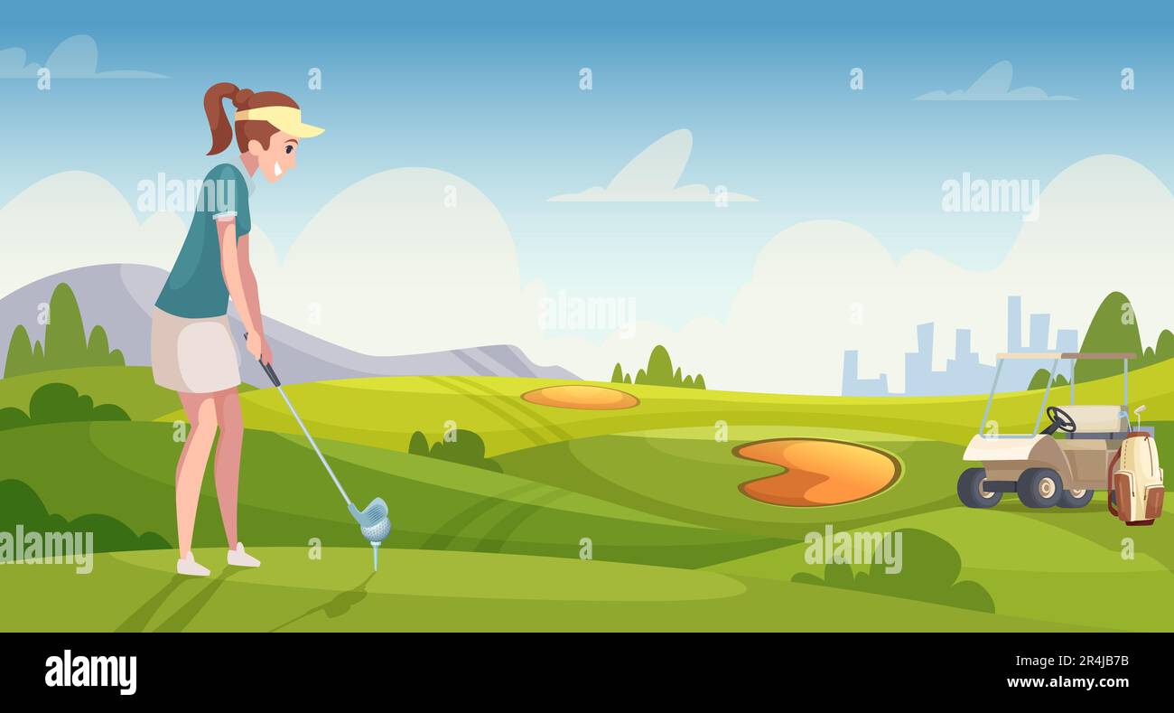 Golf background. Sport players playing outdoor in luxury game golf ...