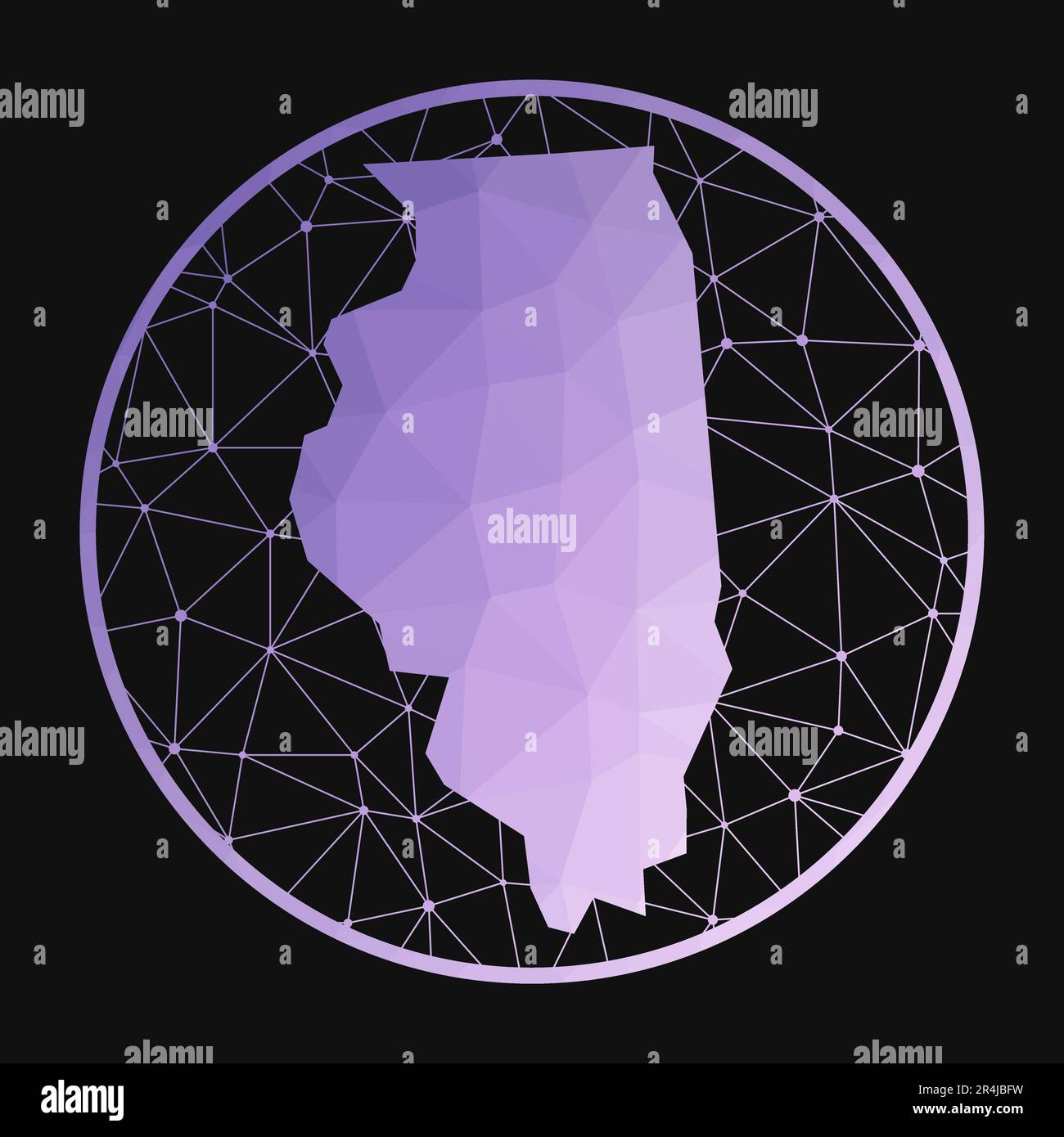 Illinois icon. Vector polygonal map of the US state. Illinois icon in ...