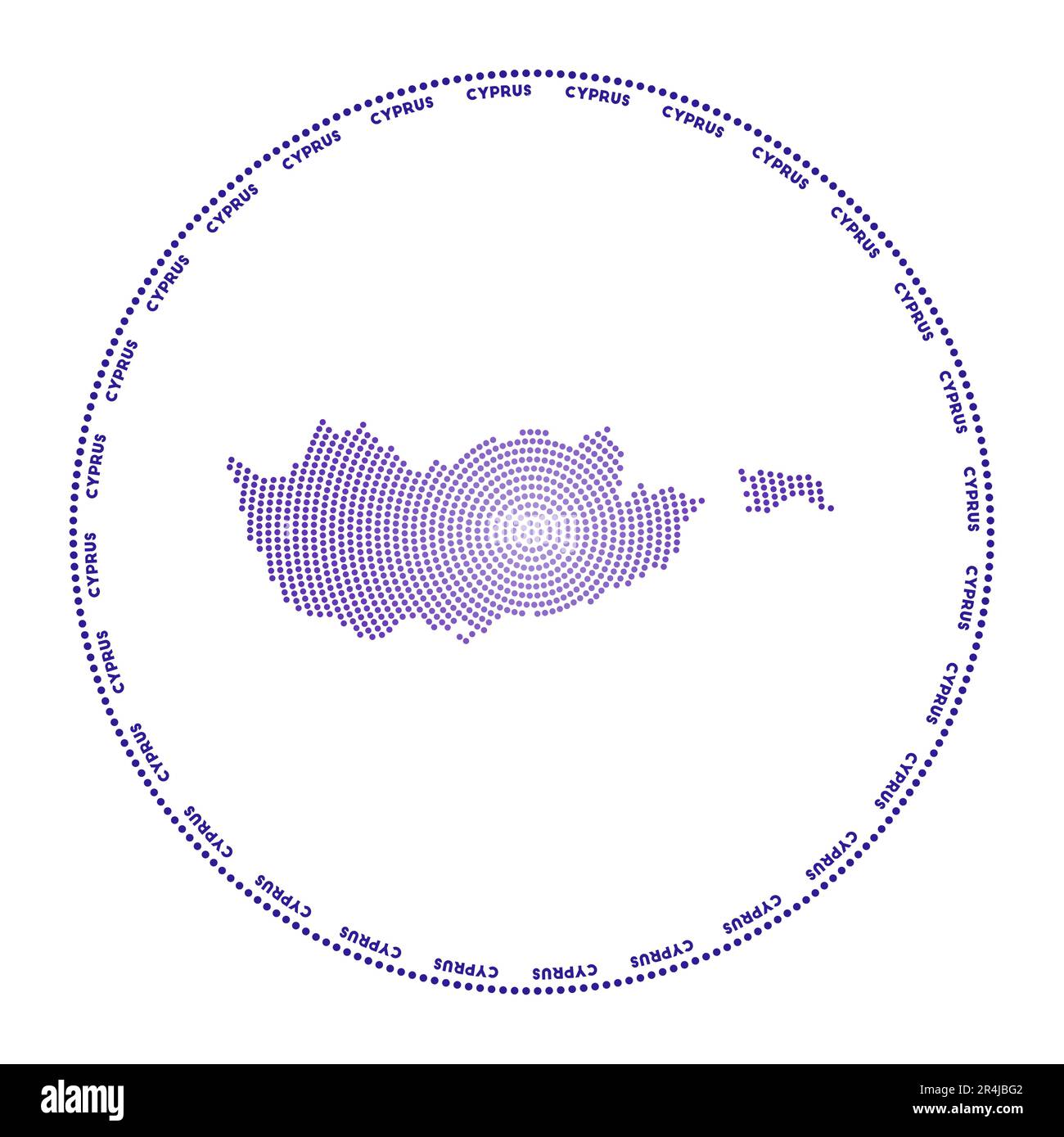 Cyprus round logo. Digital style shape of Cyprus in dotted circle with ...