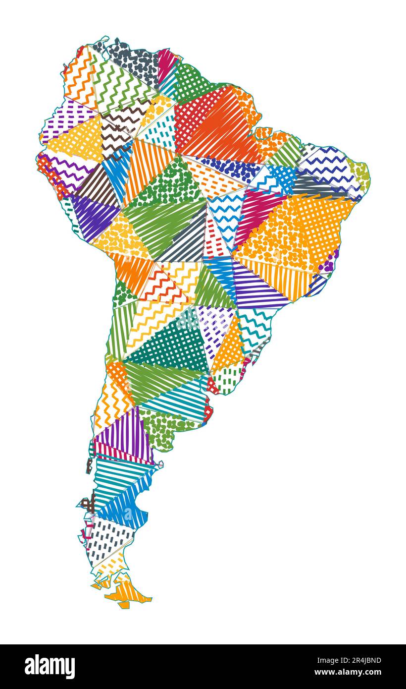Kid style map of South America. Hand drawn polygons in the shape of ...