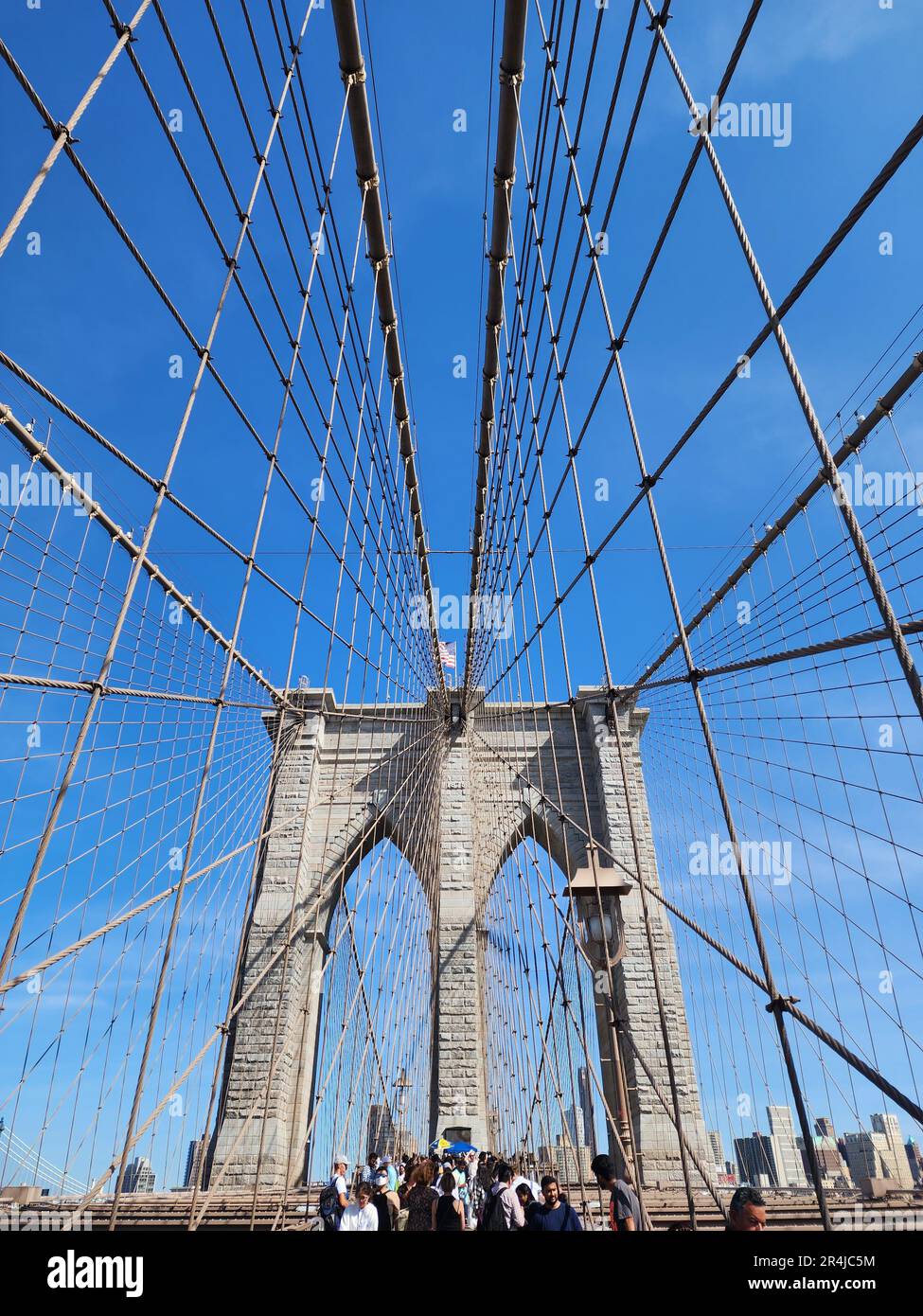 The Brooklyn Bridge is a hybrid cable-stayed/suspension bridge in New ...