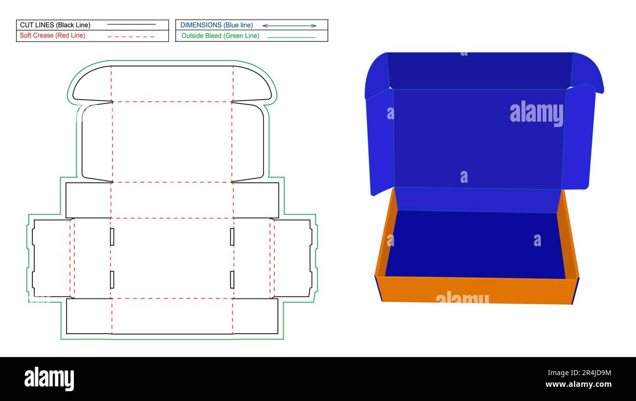Mailer box or corrugated shipping roll end box with separator die line ...