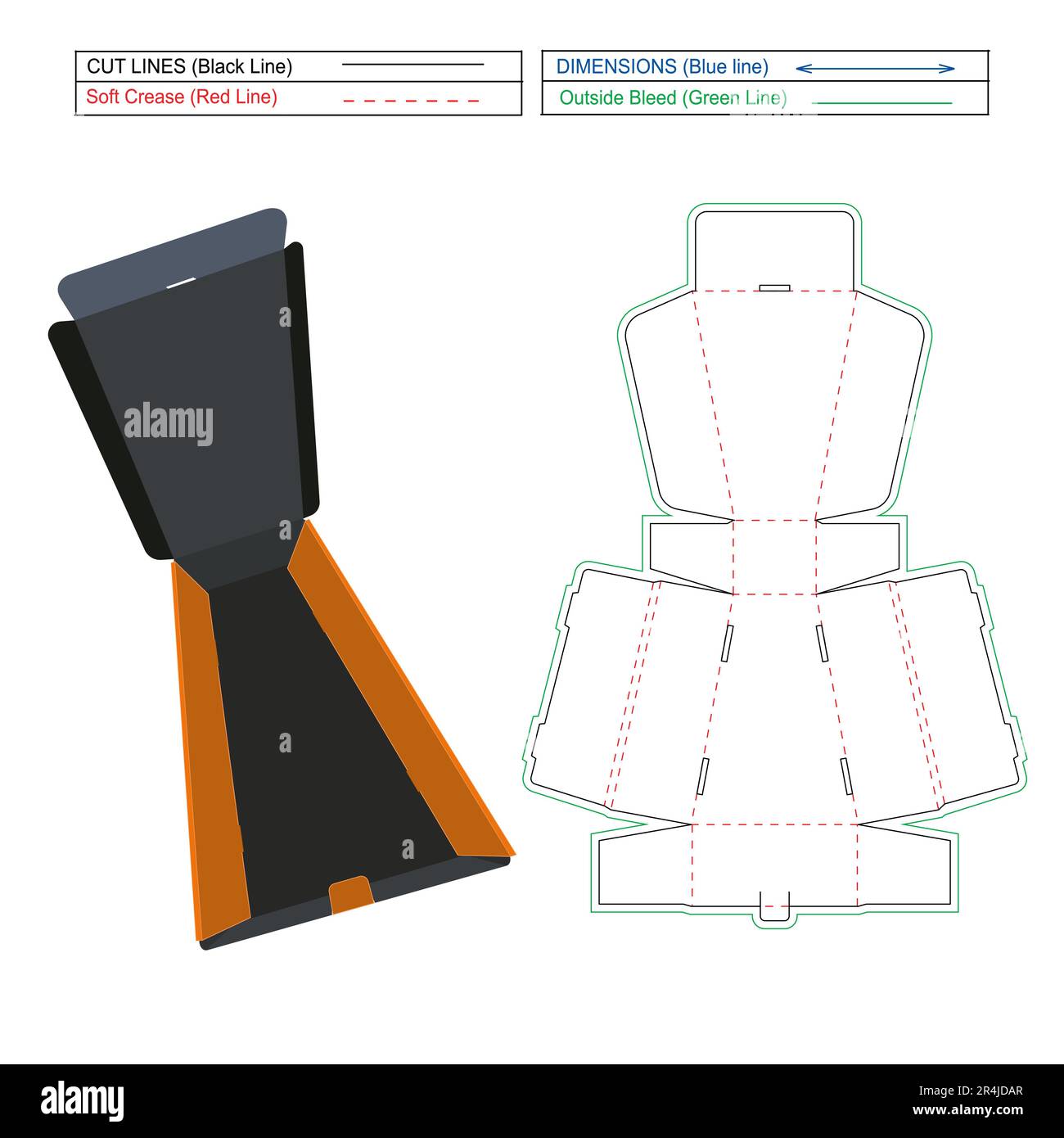 Custom mailer box, two roll end box, corrugated box die line template ...
