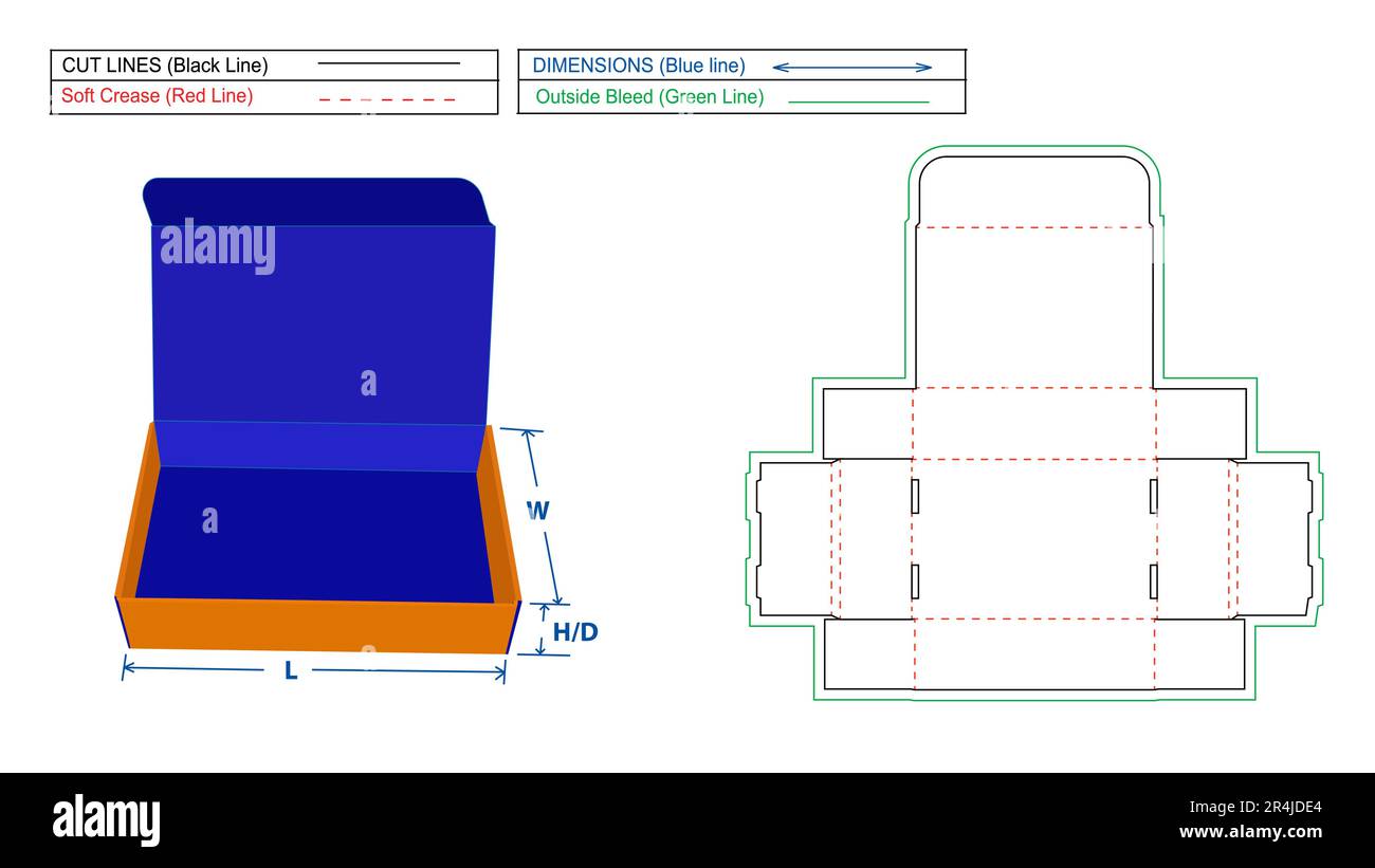 Roll End Tuck Top (RETT) Corrugated mailer box or shipping box die line ...