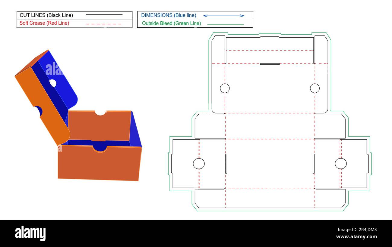Shoe boxes, pin on food box Blueprint Die Line template and 3D render ...