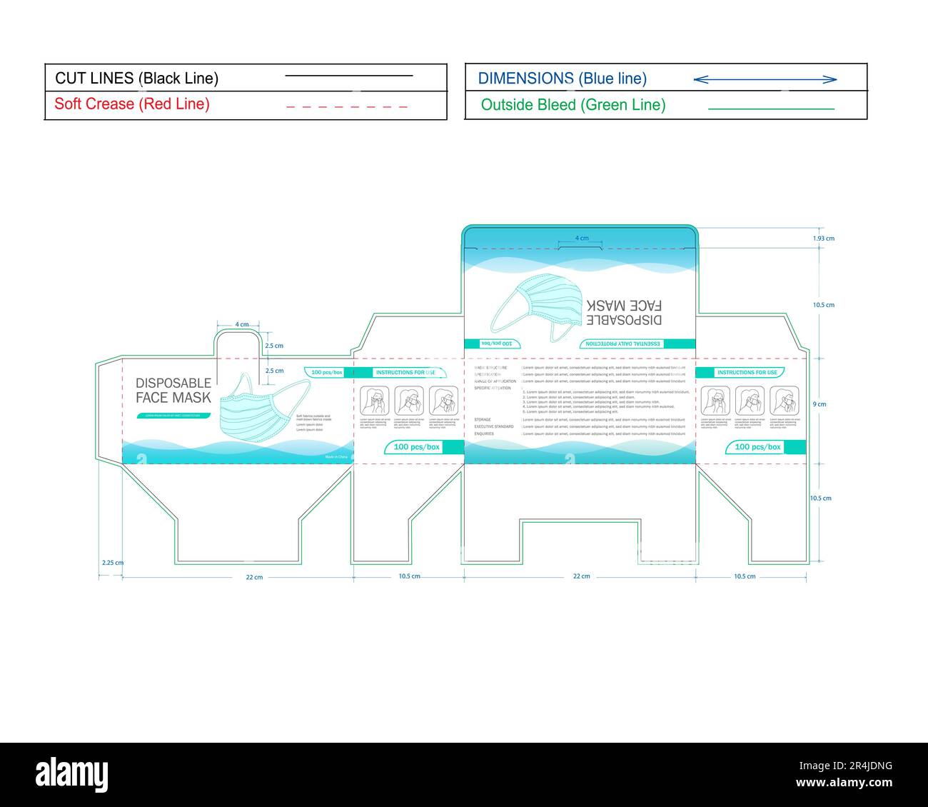 Print ready mask box, disposable face mask, mask box packaging design ...