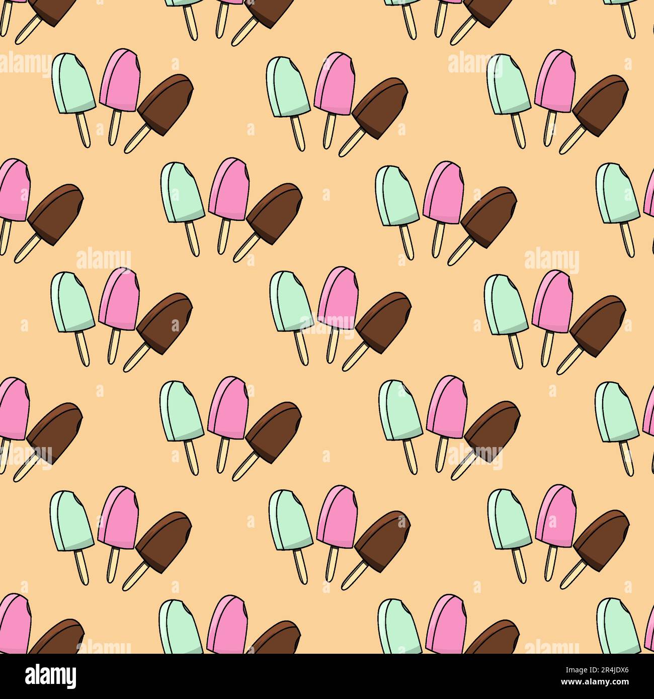 Vector Illustration of Pattern Three Es Cream, Pink, BLue, Cocolate and ...