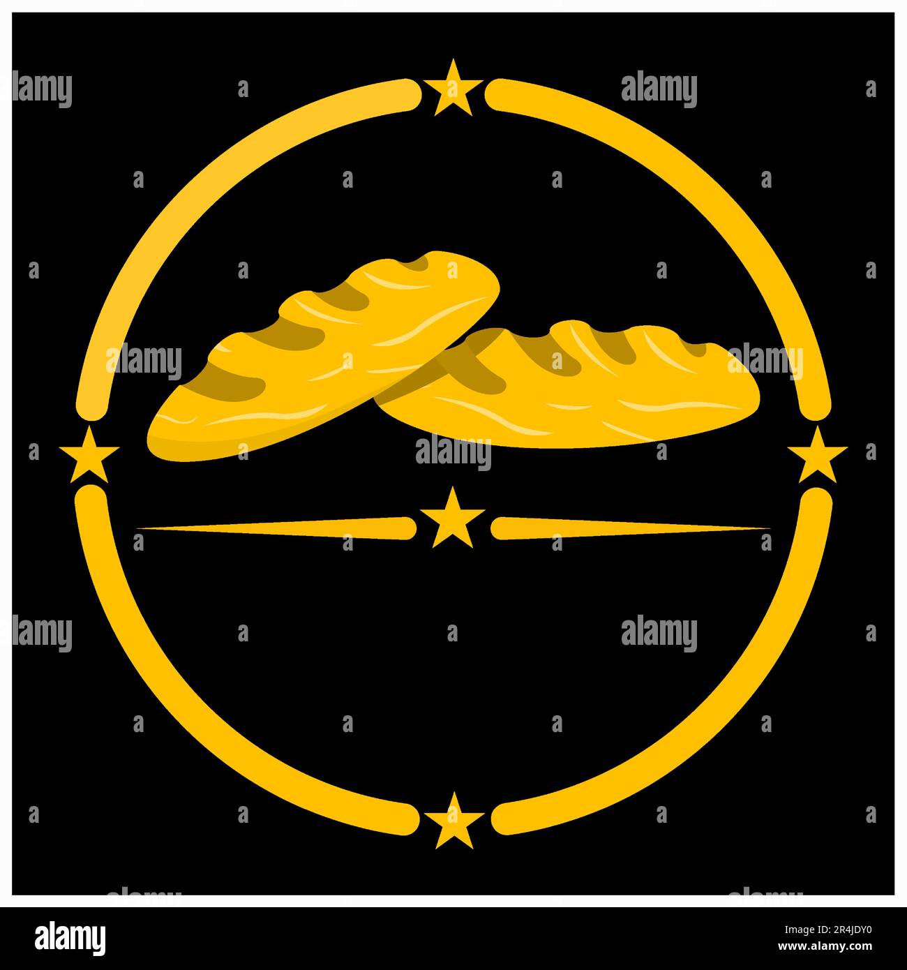 Vector Illustration Of Two Breads Logo Circle, Gold and Black Colors ...