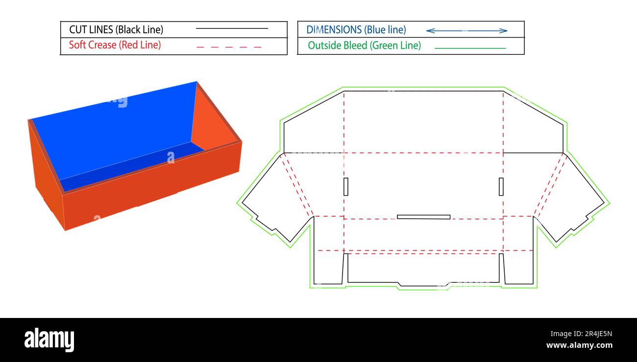Angled side box, with header slots box, their side rollover box, die ...