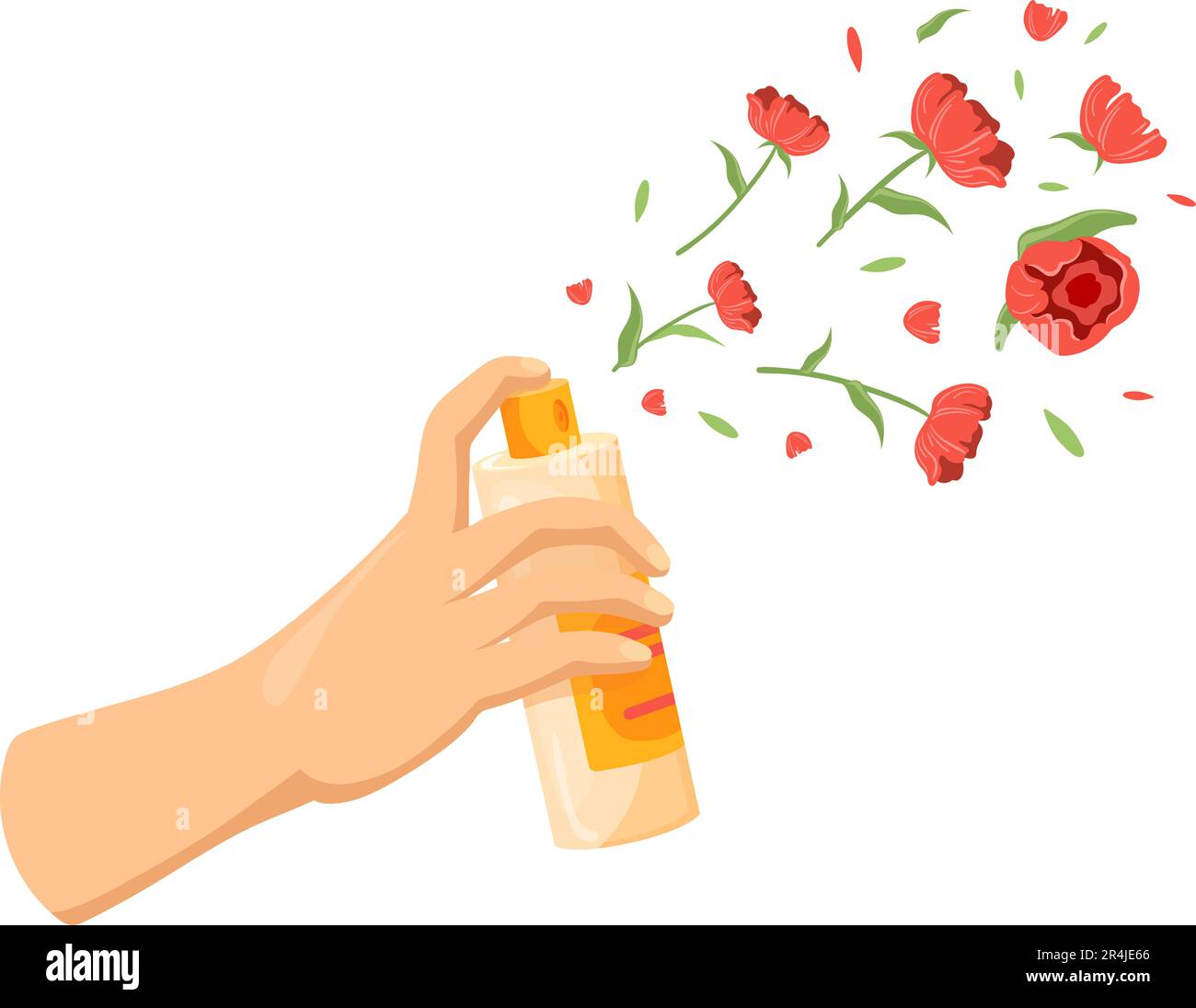 Flower aerosol. Hand applying fresh perfume spray air freshener or ...