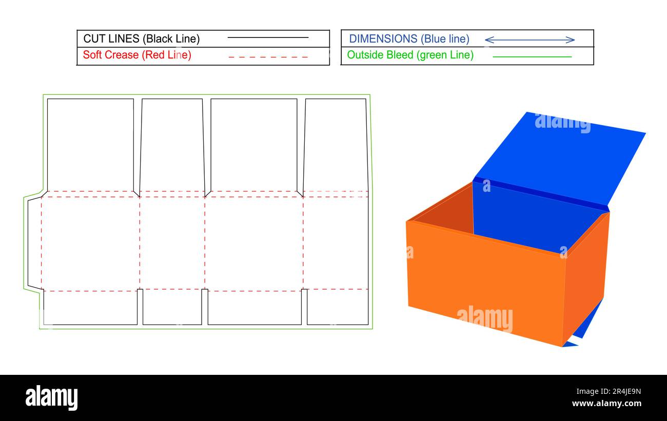 Crates box Make Easy cartoon paper corrugated box dieline template and ...
