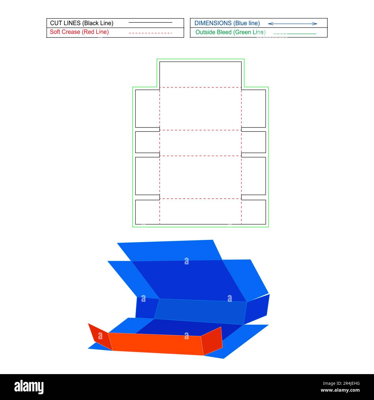 Five panel one pice folding box and corrugated shipping box, die line ...