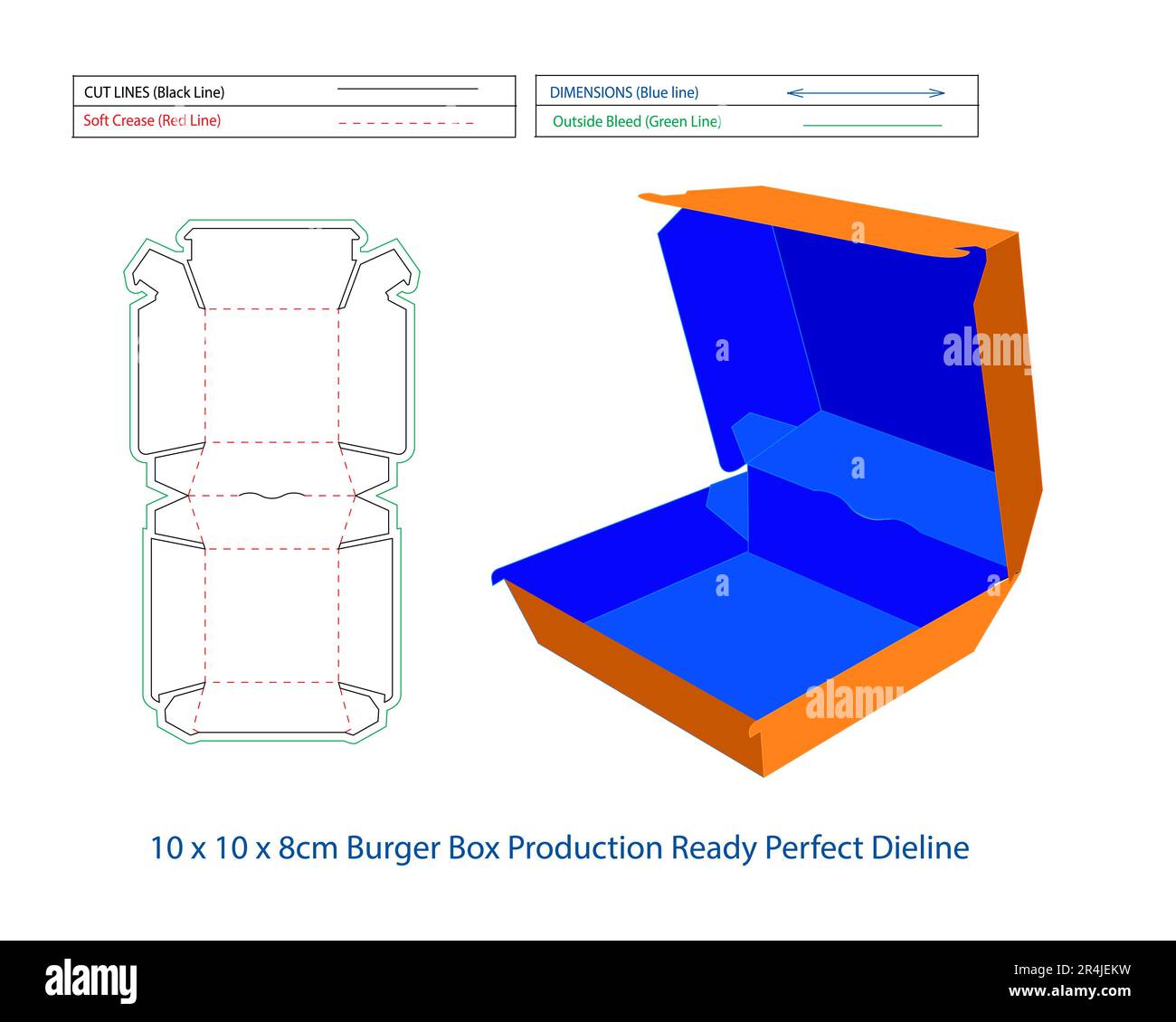Hamburger box die line Fast Food Burger Box And Die-cut template Self ...