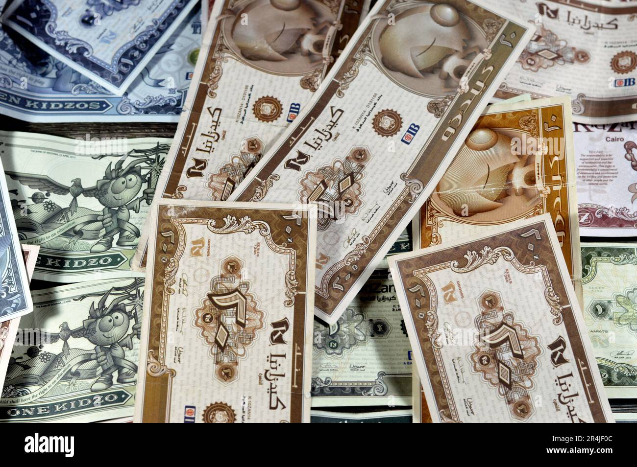 Cairo, Egypt, May 26 2023: KidZos money, currency of KidZania, a ...