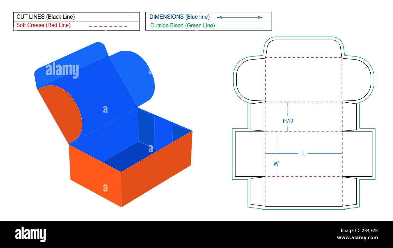 Resizeable custom food box, easily assembly box for food, die line ...