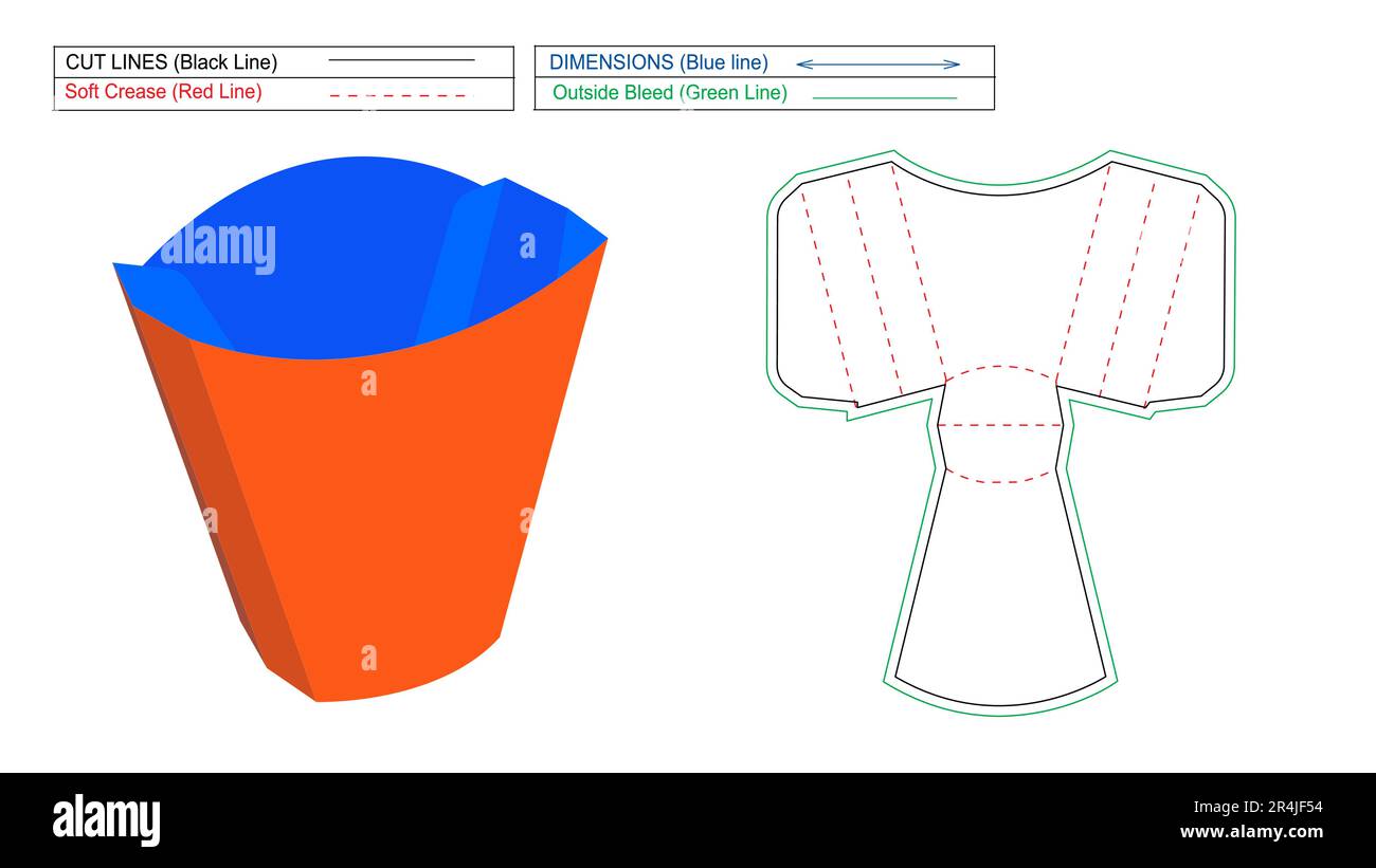 Snack Box vector die line template and 3D render, resizeable editable ...