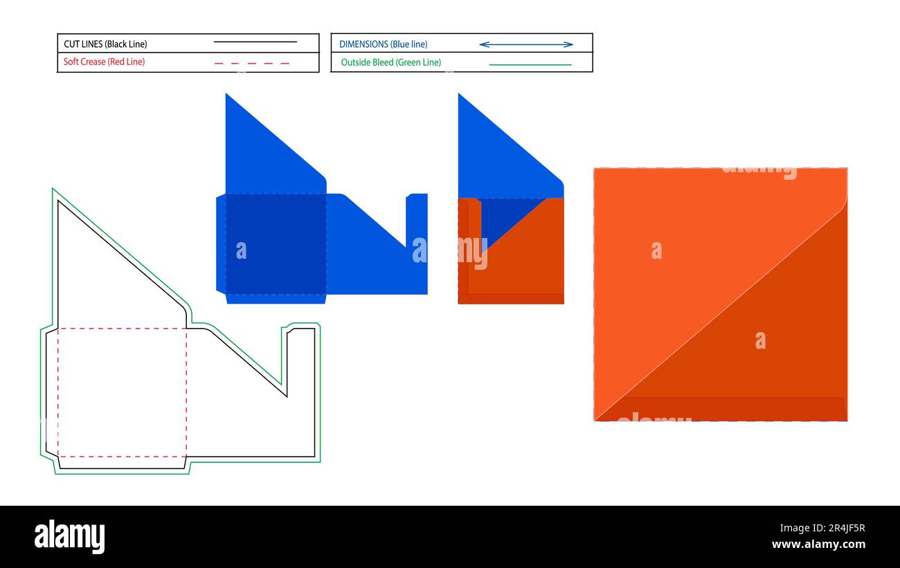 Square Envelope, Custom and luxury triangle cut envelope die line ...