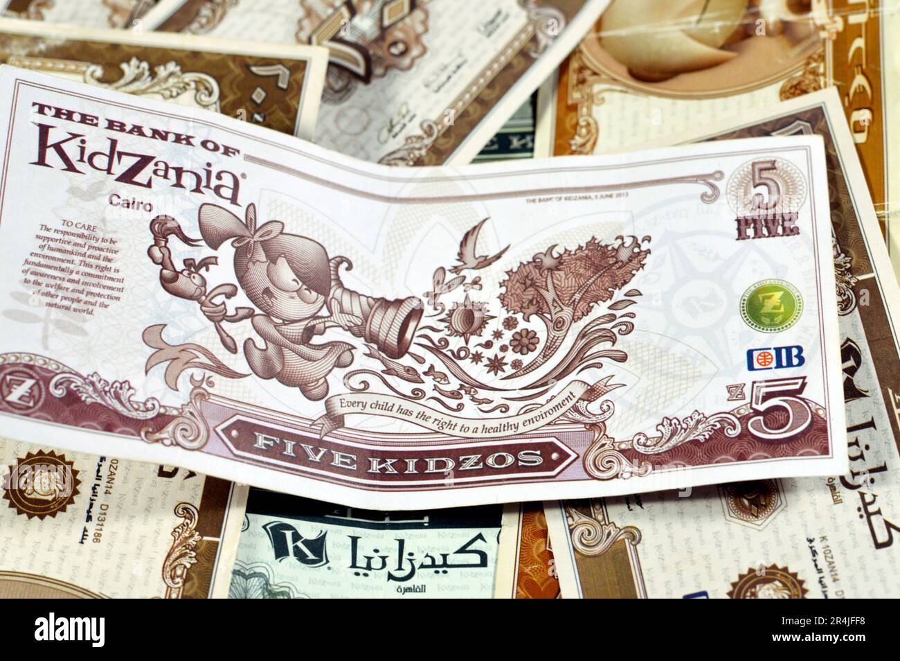 Cairo, Egypt, May 26 2023: KidZos money, currency of KidZania, a ...