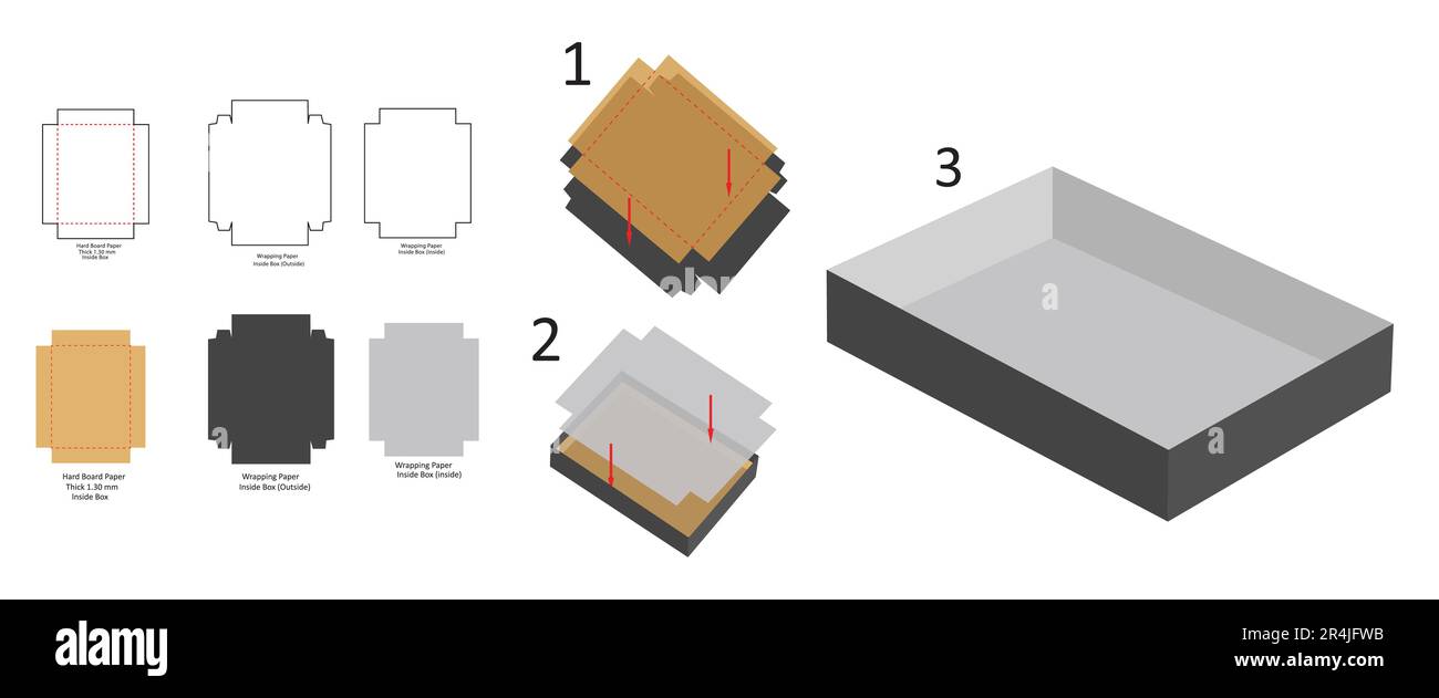 Rigid tray box, rigid inner box, luxury box 3D vector design Stock ...