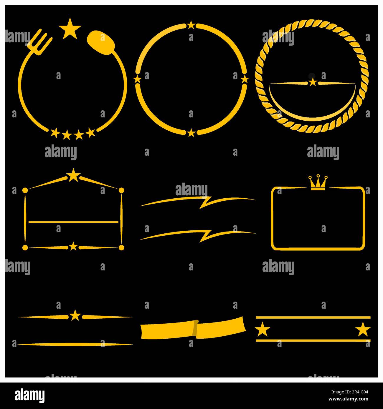 Vector Illustration Of Frame For Logo, Yellow, Gold and Black Colors ...