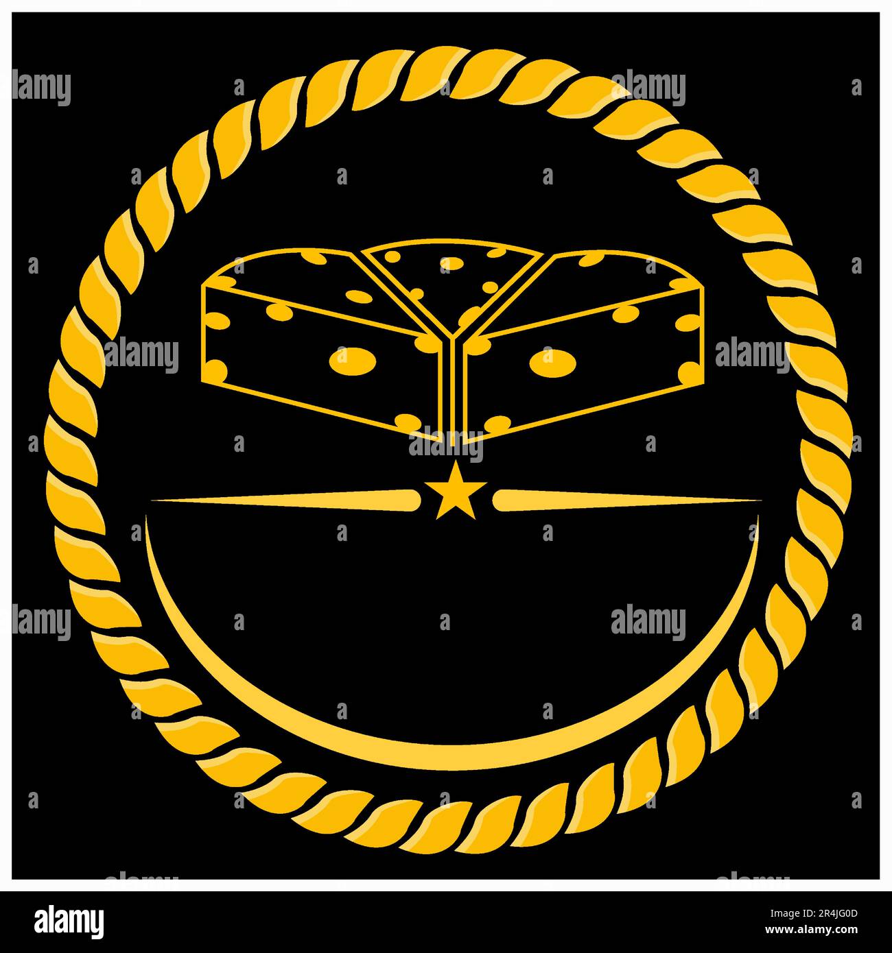 Vector Illustration Of Three Cheese on Circle Logo, Yellow, Gold and ...