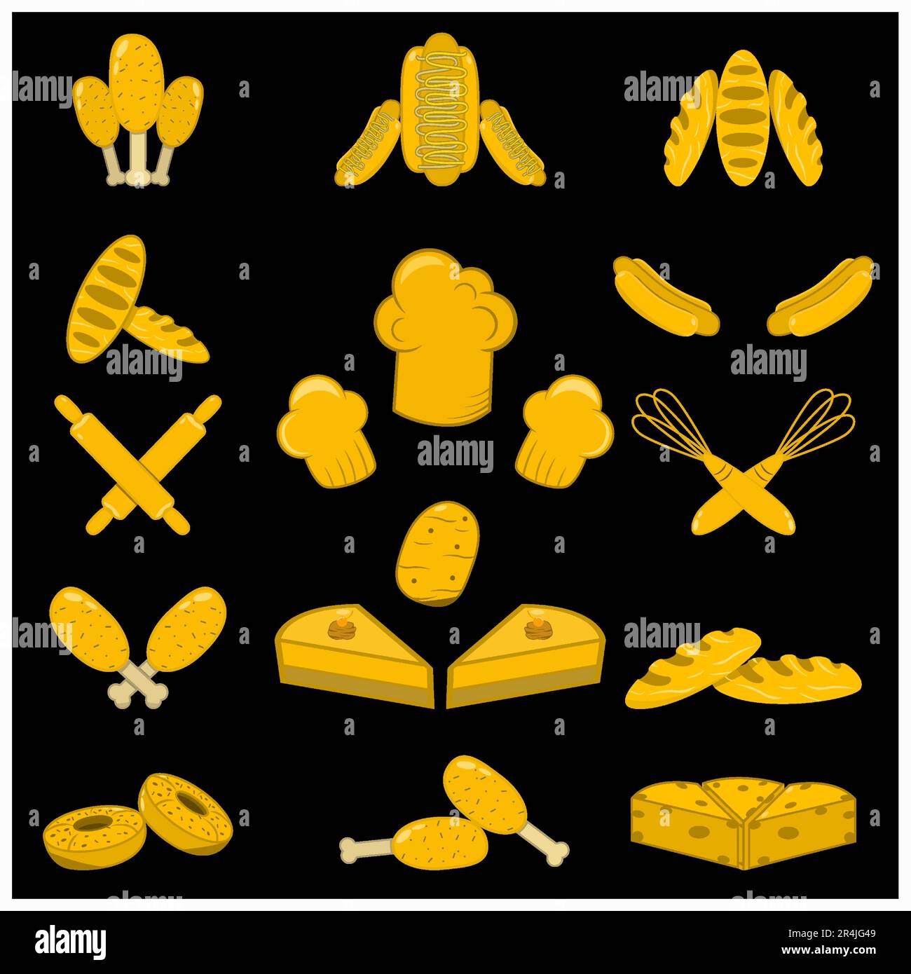 Vector Illustration of Icon, Picture Food Theme, Yellow, Gold and Black ...