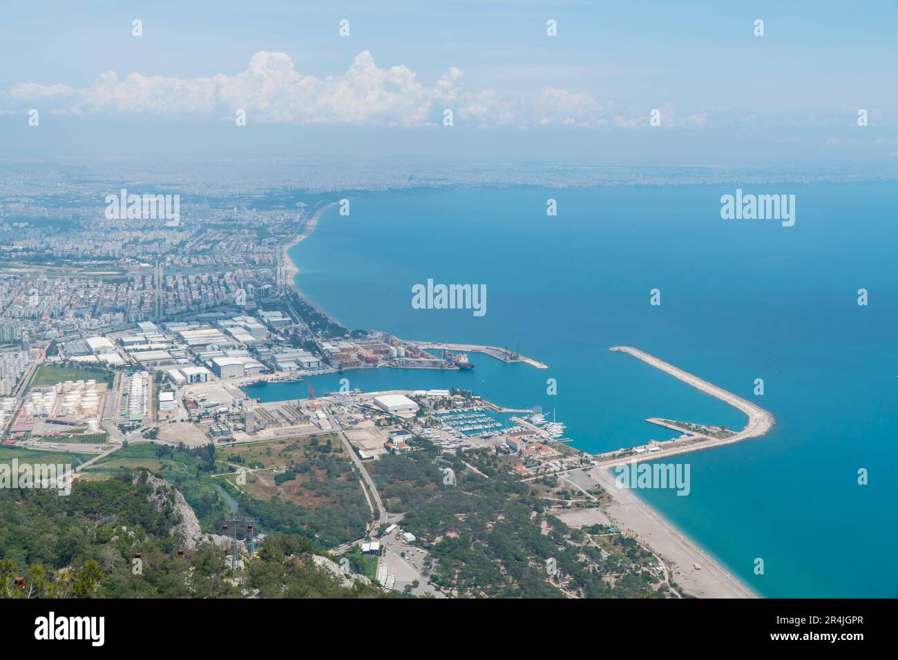Landscape view of the city of Antalya, sea, from the mountain, Türkiye ...