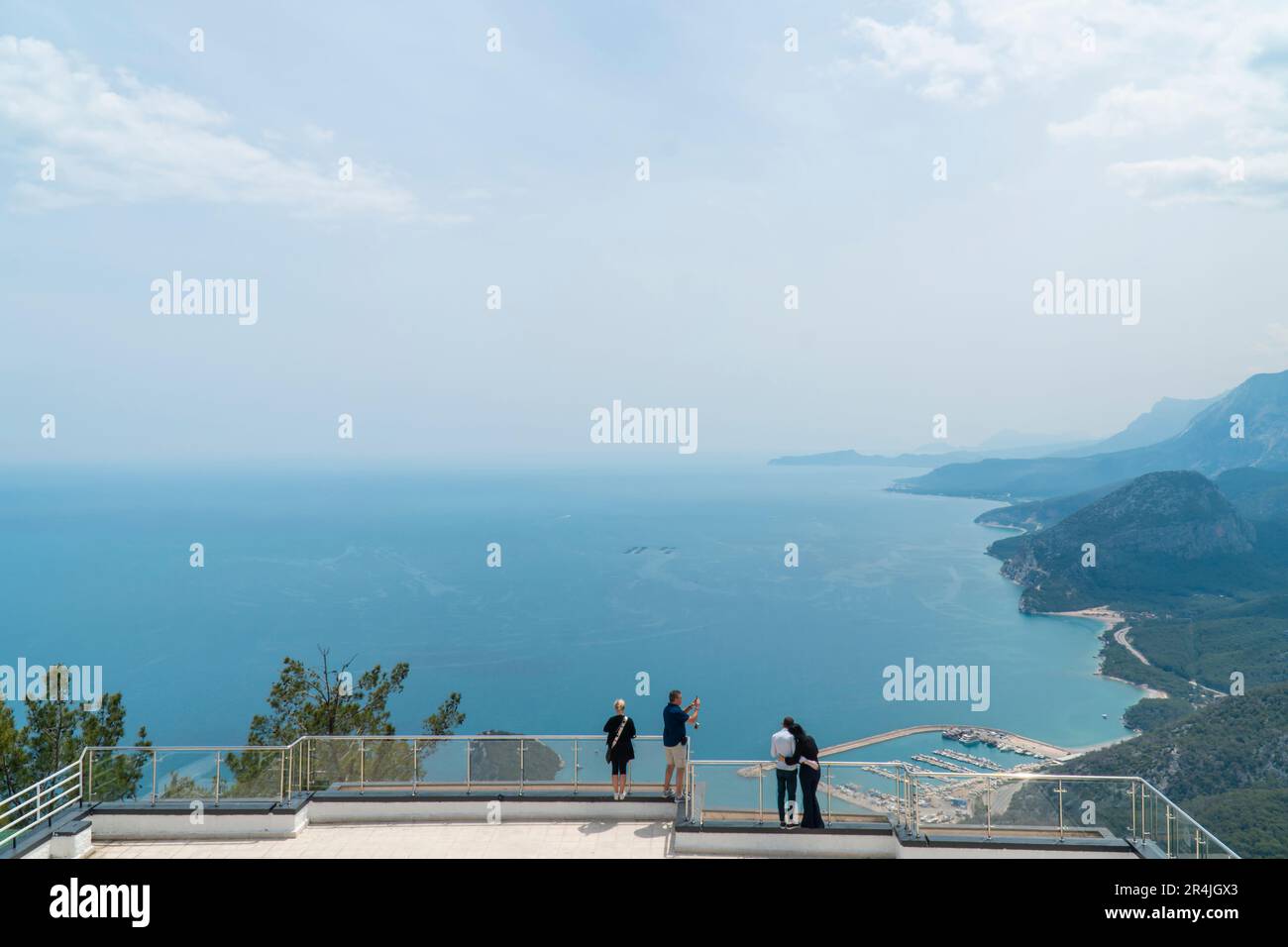 Observation platform on Mount Tunek Tepe, Antalya, Türkiye. Tourists ...