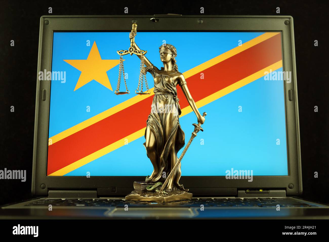 Symbol of law and justice with Democratic Republic of the Congo Flag on ...